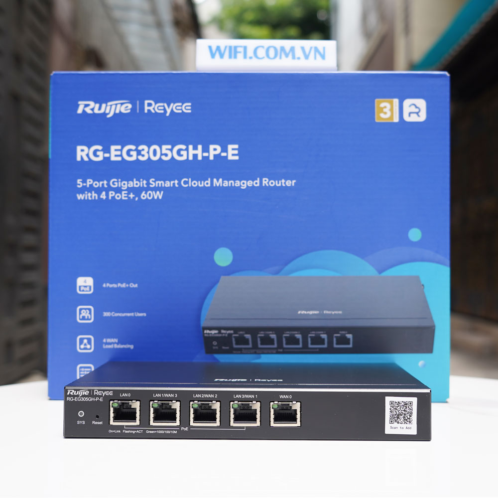 Router PoE Ruijie Reyee RG-EG305GH-P-E | Cân bằng tải 4 WAN | Công suất ...